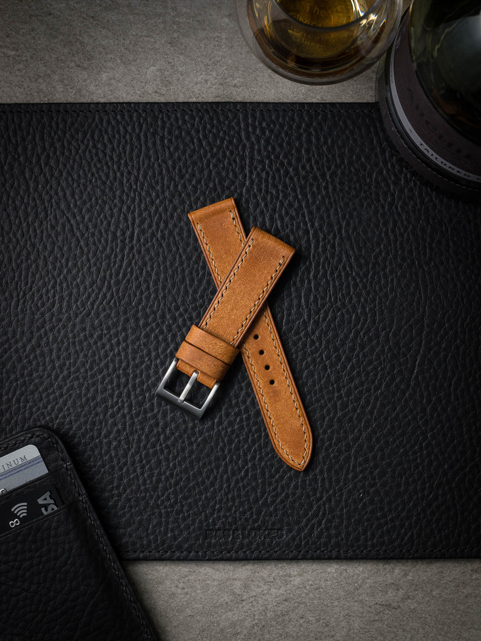 "Taylor" Tan Butterscotch Handcrafted Leather Watch Strap - Bas and Lokes