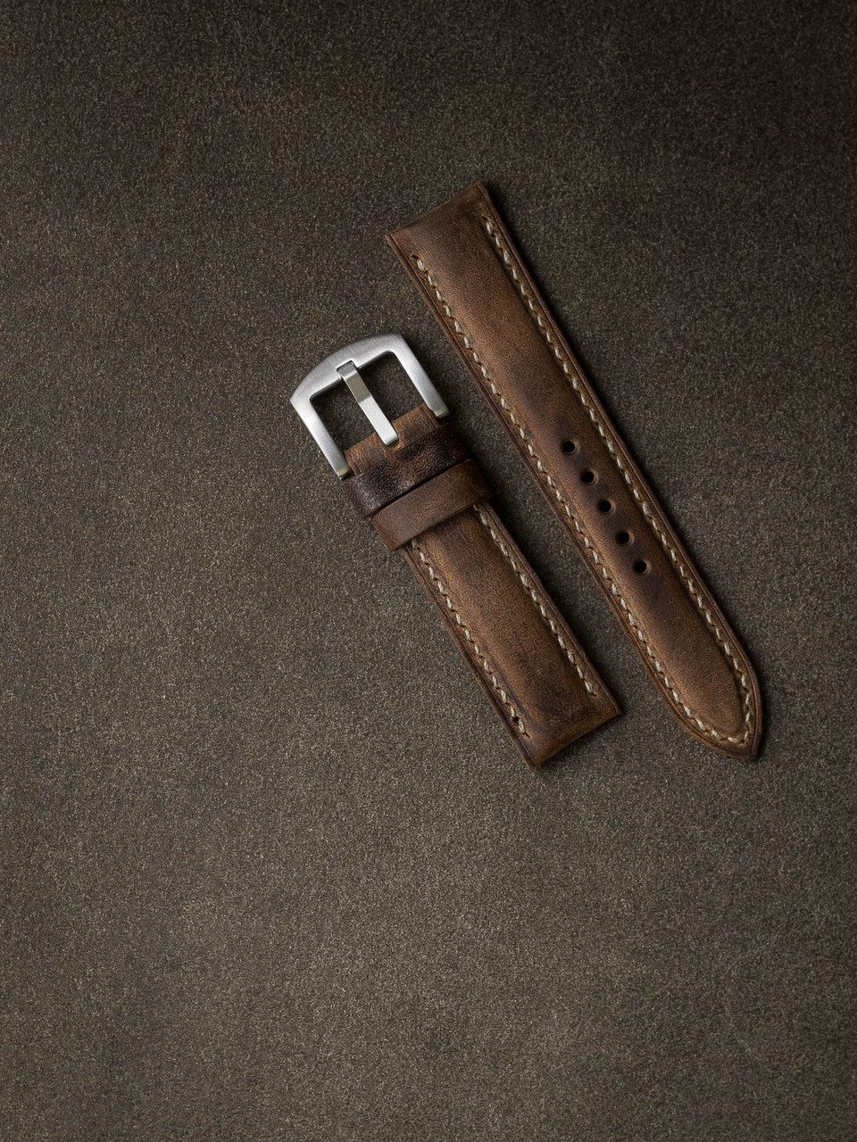 "Beresford" Rugged Brown Wild Beast Leather Watch Strap - Bas and Lokes