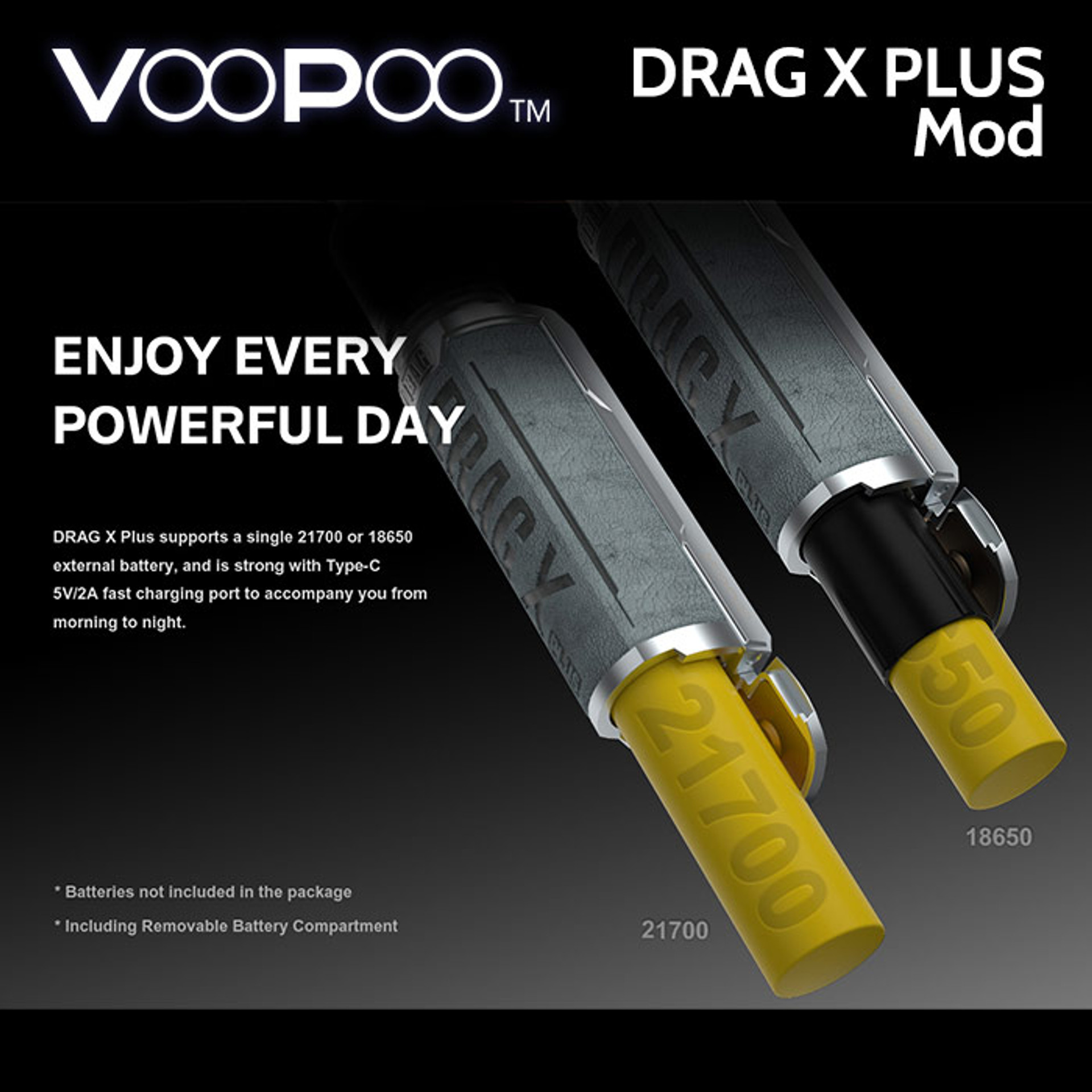 Voopoo Drag X Plus Mod Replaceable Battery