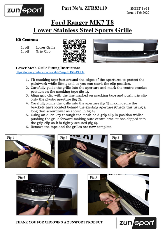 Ford Ranger MK7 (T8) - Front Grille Set Zunsport