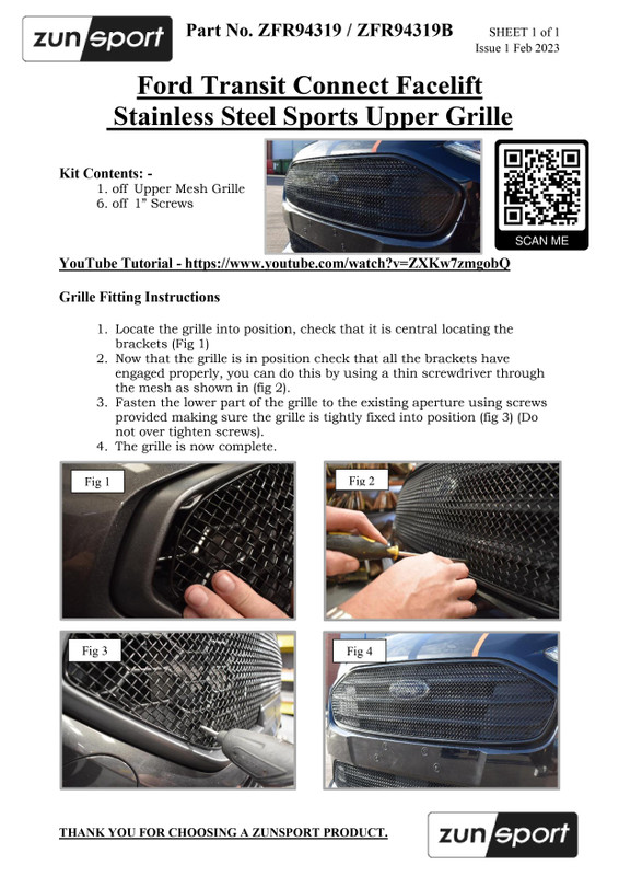 Ford Transit Connect Facelift - Upper Grille