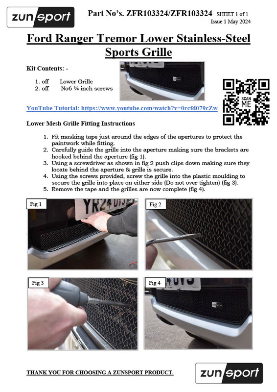 Ford Ranger Tremor P703 - Lower Grille