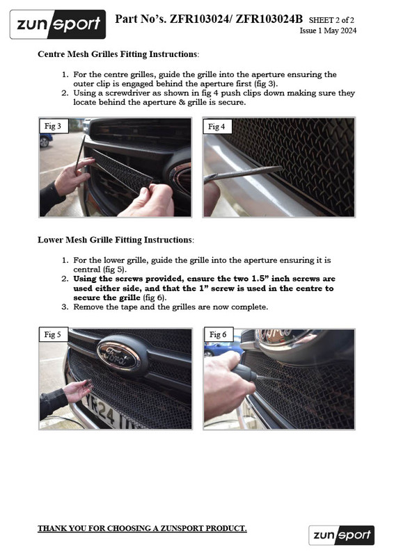 Ford Ranger Tremor P703 - Front Grille Set