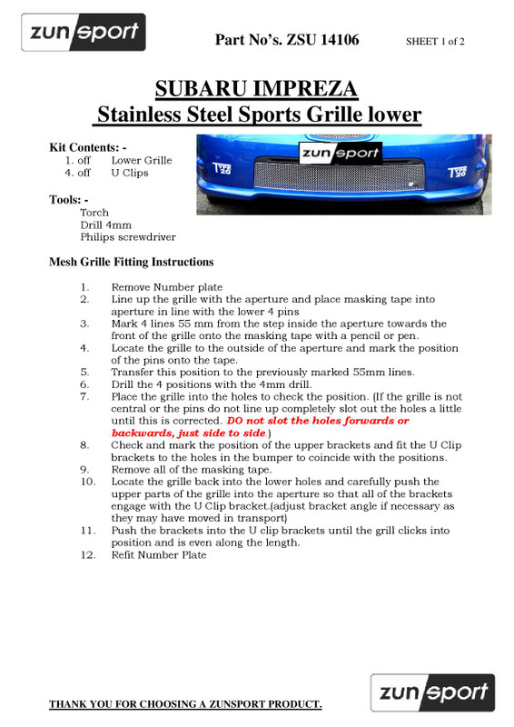 Subaru Impreza Hawkeye - Full Grille Set