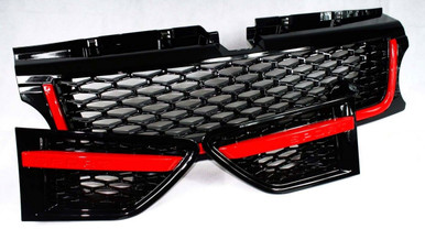 Range Rover Sport (L320) Black Grille with Red Trim 3 Piece Set ...