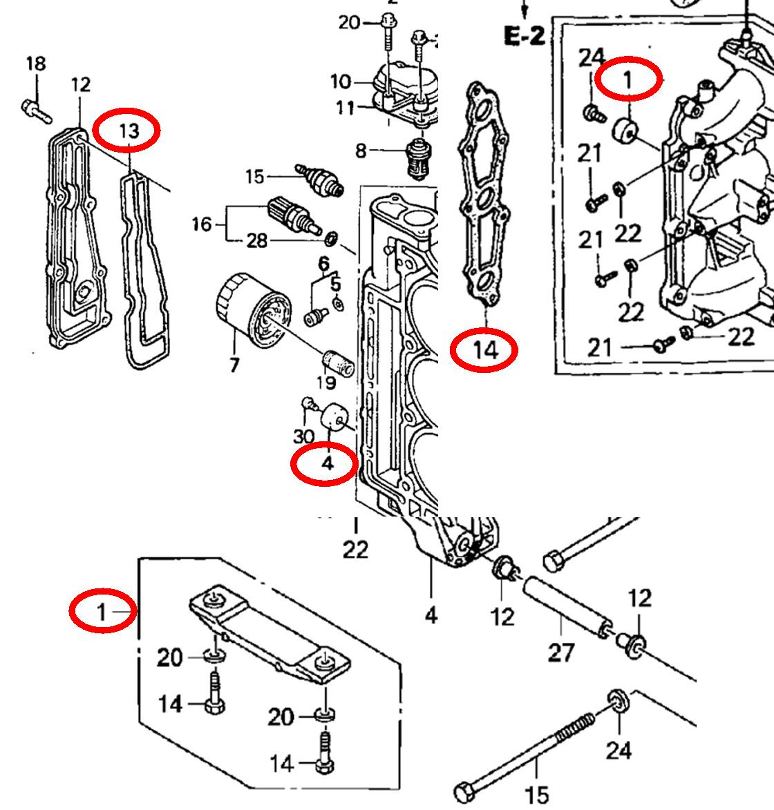 Honda BF40A BF50A Carby 4 stroke outboard anode replacement kit