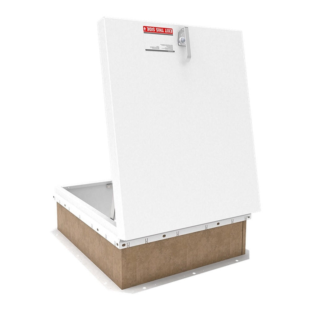 48" x 48" White Steel Personnel Roof Hatch - Ladder Access - Babcock-Davis