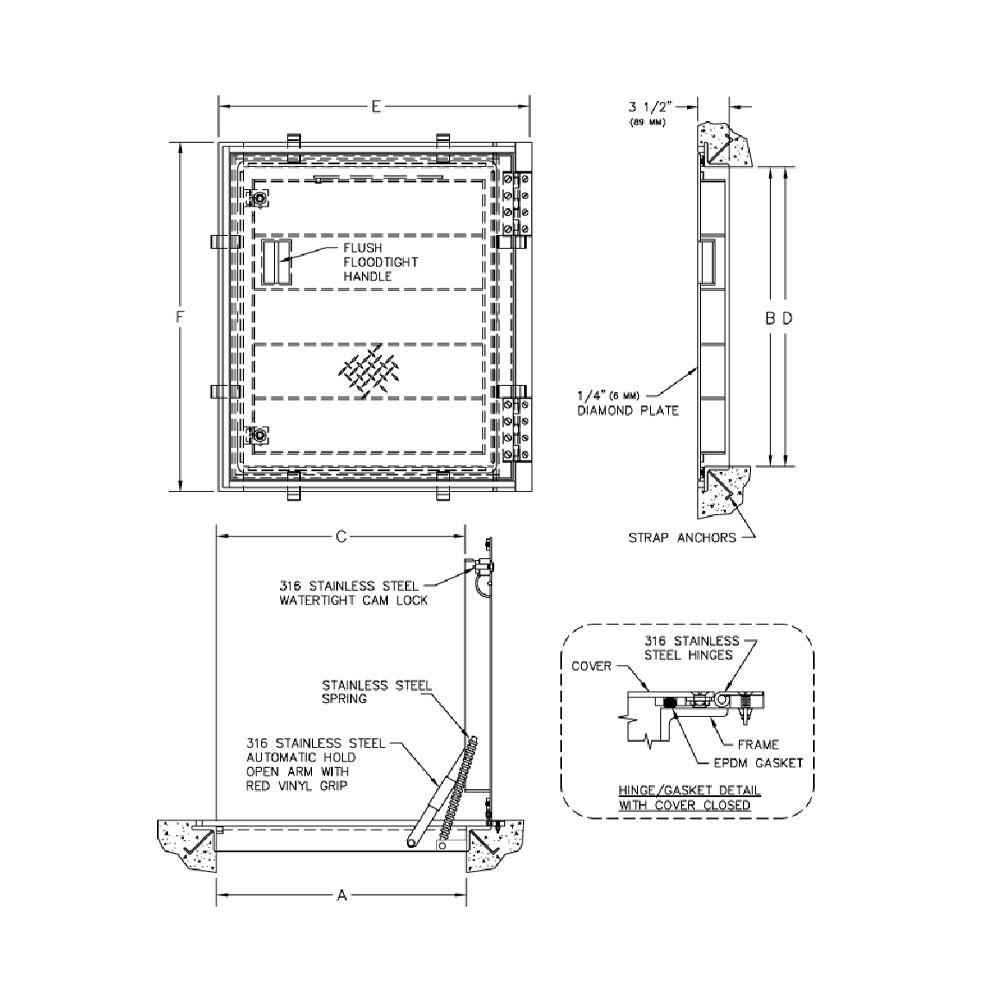 30" x 30" Gas Tight Floor Hatch - Best