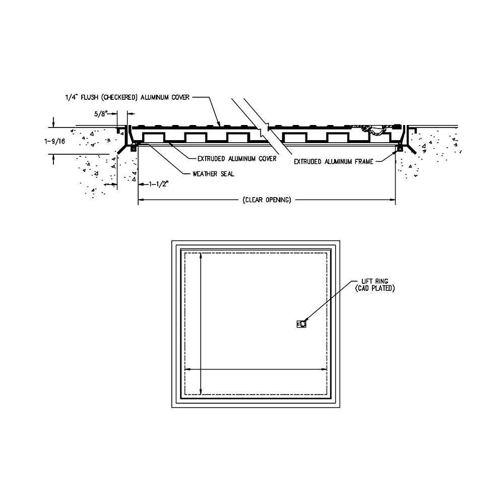 3'0" x 2'6" Non Security Aluminum Floor Door - Tread Plate