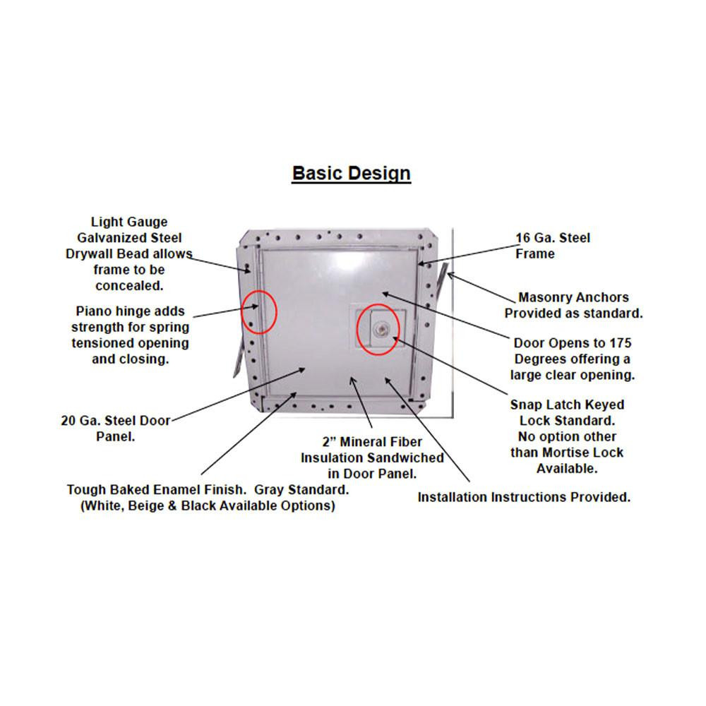 Drywall Bead Fire Rated Access Door 24" x 24" - Milcor.