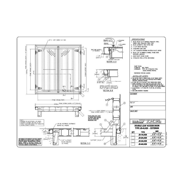 48" x 48" Aluminum Drainage Panel - H20 Loading - Double Leaf - Bilco