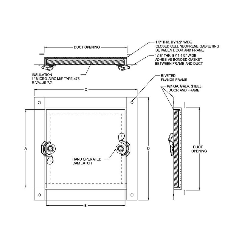 20" x 20" Removable Duct Panel for Fiberglass Ducts - Acudor
