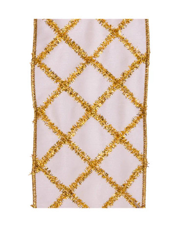 TINSEL DIAMOND PATTERN WIRE RIBBON - IN1167 - Kris Kringl