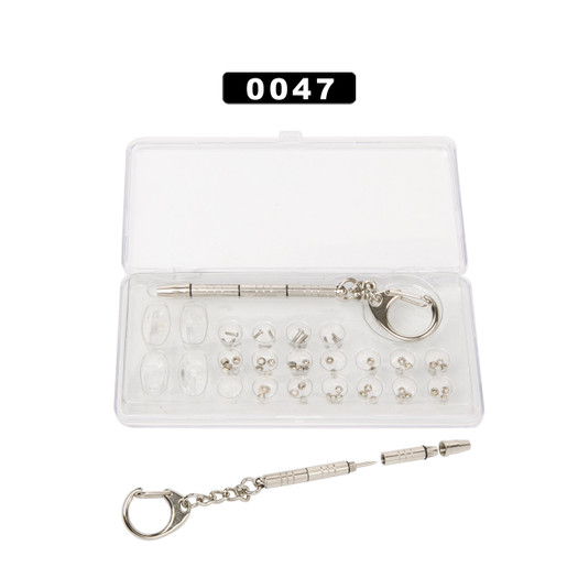 Sunglass Repair Kit ~ Three Piece Tool ~ Assorted Screws Nuts And Nose Pieces 0047 ~ 12 Pcs