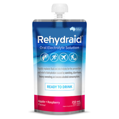 Rehydraid Oral Electrolyte Solution Apply + Raspberry Flavour 250ml