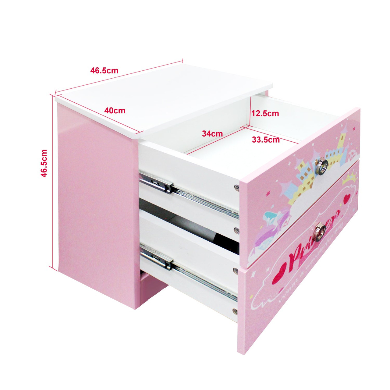 Princess Kids Bedroom Bedside Table Pink Model #7730