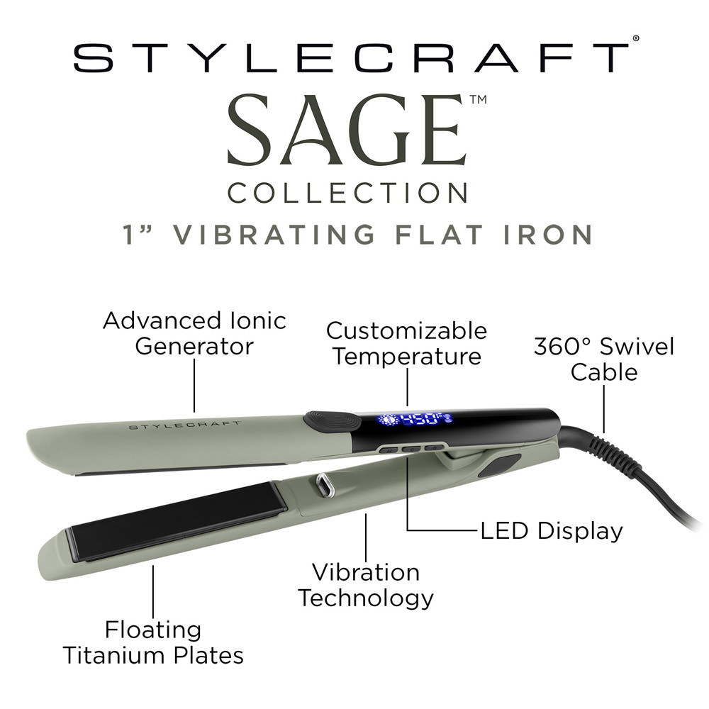 StyleCraft Sage Vibrating Titanium Flat Iron | Flat Irons | Boss Beauty ...