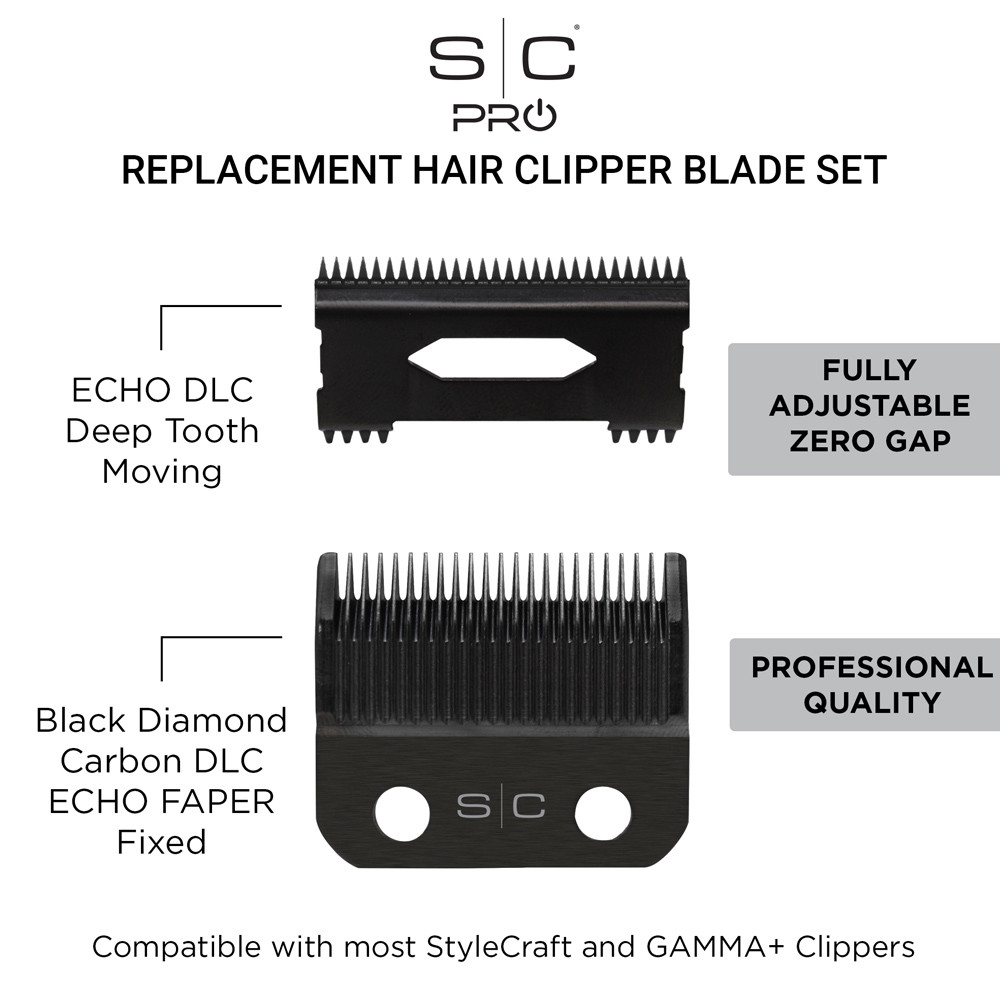 StyleCraft Echo Black Diamond Carbon DLC Blade + Deep Tooth Cutter Set ...