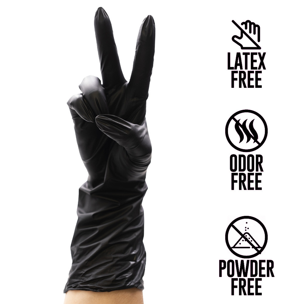 Colortrak Extended Cuff Black Vinyl Gloves | Gloves | Boss Beauty Supply