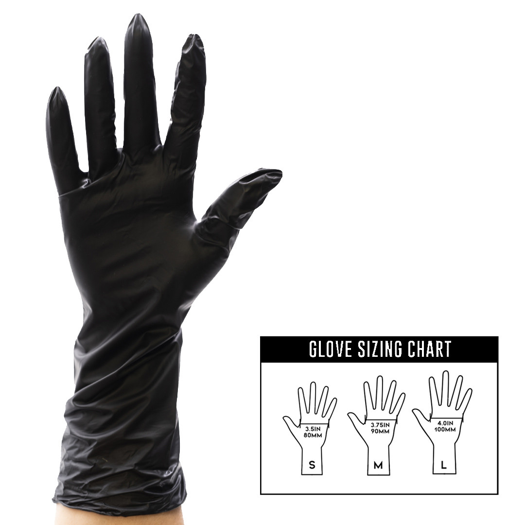 Colortrak Extended Cuff Black Vinyl Gloves | Gloves | Boss Beauty Supply