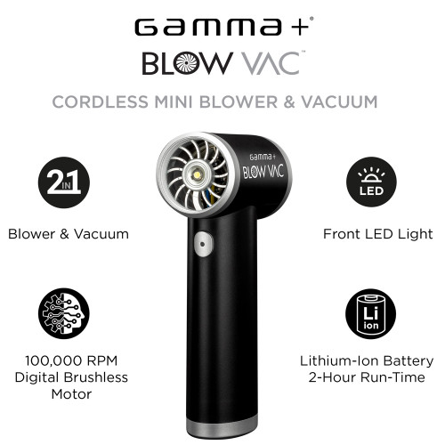 Gamma+ Blow Vac Cordless Mini Blower & Vacuum | Barber Supplies | Boss ...