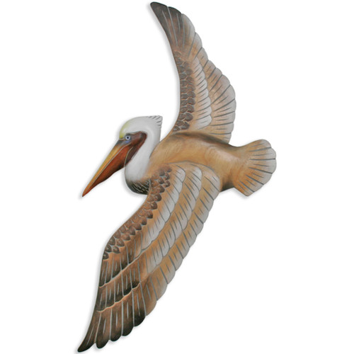 Nautical Coastal Flying Pelican Wall Art - ShopBeachDecor.com