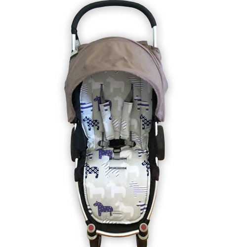 Nordic horses beige universal fit cotton pram liner