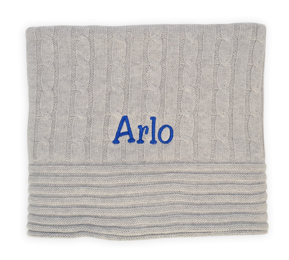 PERSONALIZED CABLE KNIT BABY BLANKET | Baby Be Hip