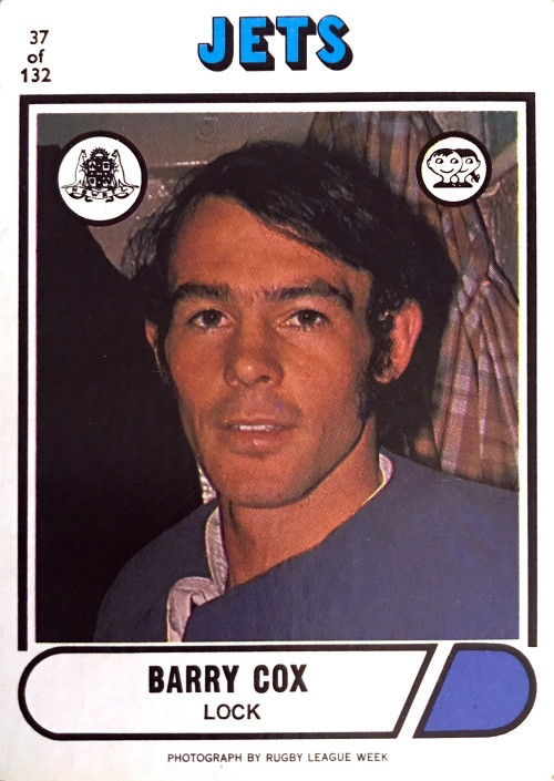 1976 Scanlens #37 BARRY COX Newtown Jets Rugby League Card