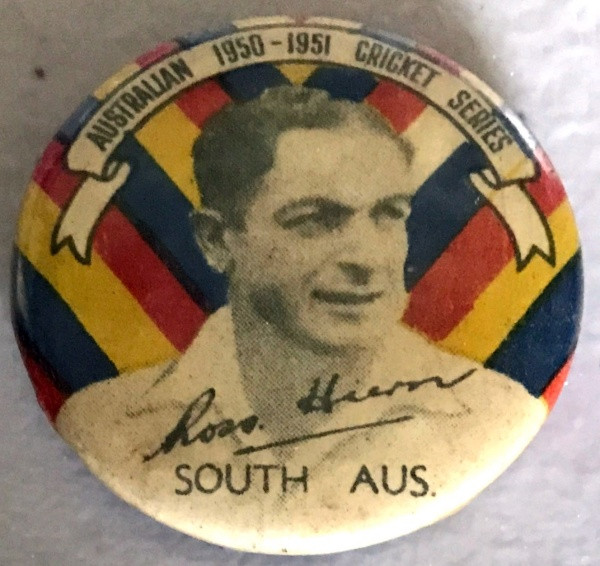 ARGUS ROSS HIERN South Aus. Australian 1950-1951 Cricket Series Tim Badge