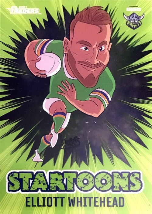 2021 NRL TLA TRADERS ELLIOTT WHITEHEAD CANBERRA RAIDERS STARTOONS CARD