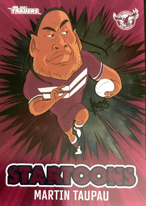 2021 NRL TLA TRADERS MARTIN TAUPAU MANLY SEA-EAGLES STARTOONS CARD