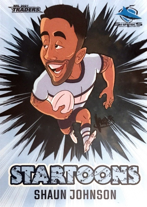 2021 NRL TLA TRADERS SHAUN JOHNSON CRONULLA SHARKS STARTOONS CARD