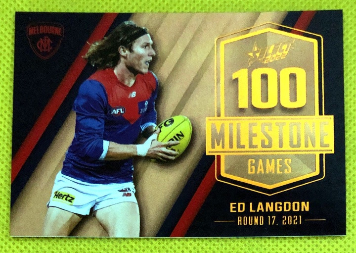 2022 AFL SELECT FOOTY STARS MELBOURNE DEMONS ED LANGDON 100 GAME ...