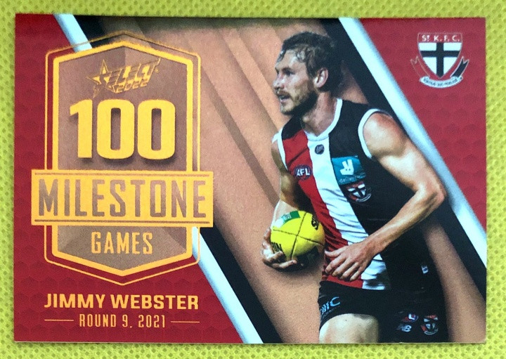 2022 AFL SELECT FOOTY STARS ST KILDA SAINTS JIMMY WEBSTER 100 GAME ...