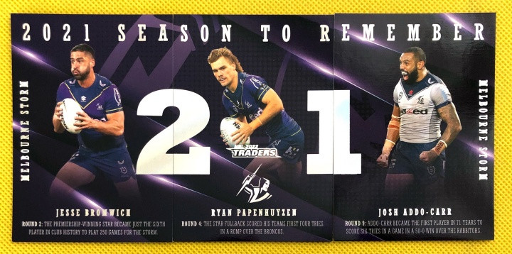 2022 TLA NRL TRADERS MELBOURNE STORM SEASON TO REMEMBER CARDS
