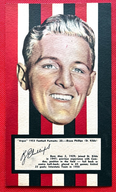1953 VFL Argus Football Portraits 20 BRUCE PHILLIPS ST KILDA SAINTS