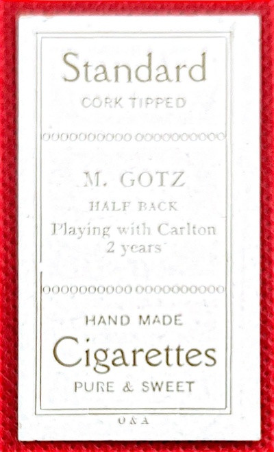 1908 Standard Cigarettes- Sniders & Abrahams D Series M GOTZ Carlton Blues