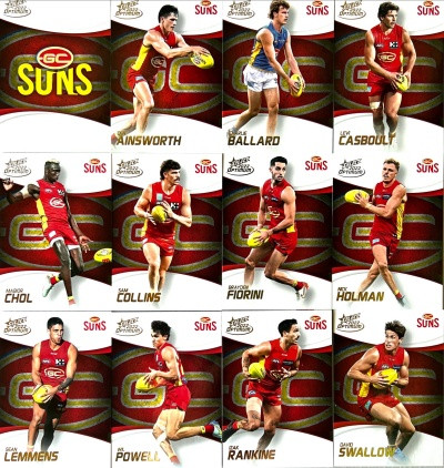 2022 AFL Select Optimum GOLD COAST SUNS Base Team set