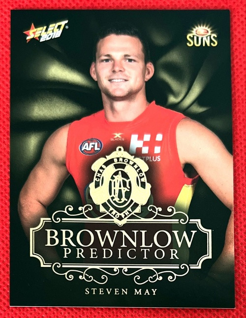 2018 AFL SELECT GOLD STEVEN MAY GOLD COAST SUNS BROWNLOW PREDICTOR CARD