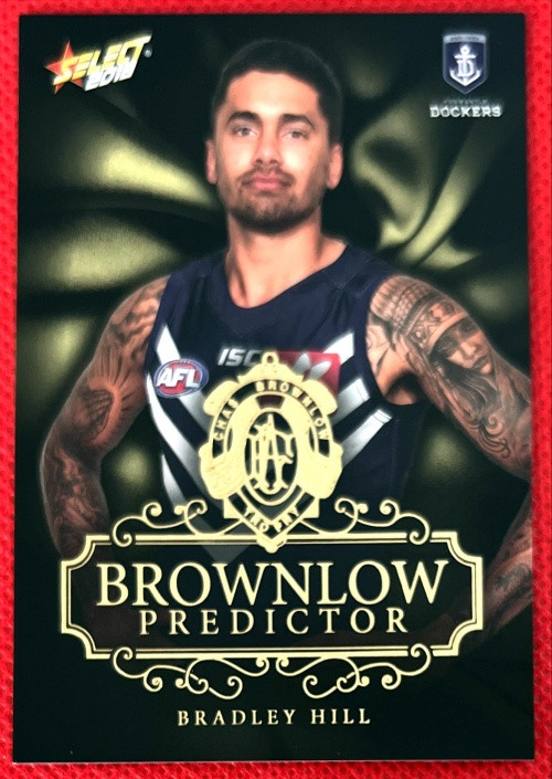 2018 AFL SELECT GOLD BRADLEY HILL FREMANTLE DOCKERS BROWNLOW PREDICTOR CARD