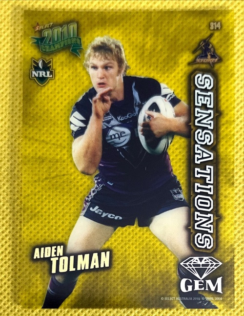 2010 NRL ELITE AIDEN TOLMAN MELBOURNE STORM SENSATIONS GEM CARD