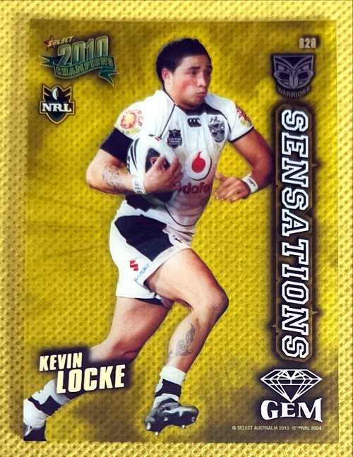 2010 NRL ELITE KEVIN LOCKE NEW ZEALAND WARRIORS SENSATIONS GEM CARD