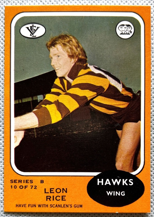 1973B SERIES VFL SCANLENS CARD #10 LEON RICE HAWTHORN HAWKS CARD