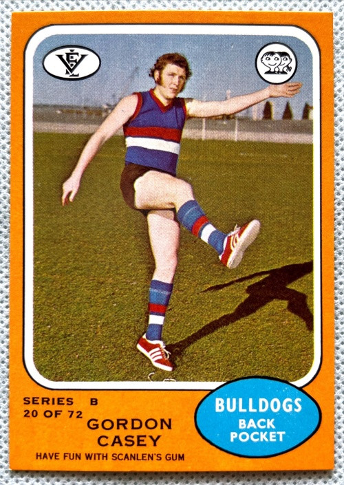 1973B SERIES VFL SCANLENS CARD #20 GORDON CASEY FOOTSCRAY BULLDOGS