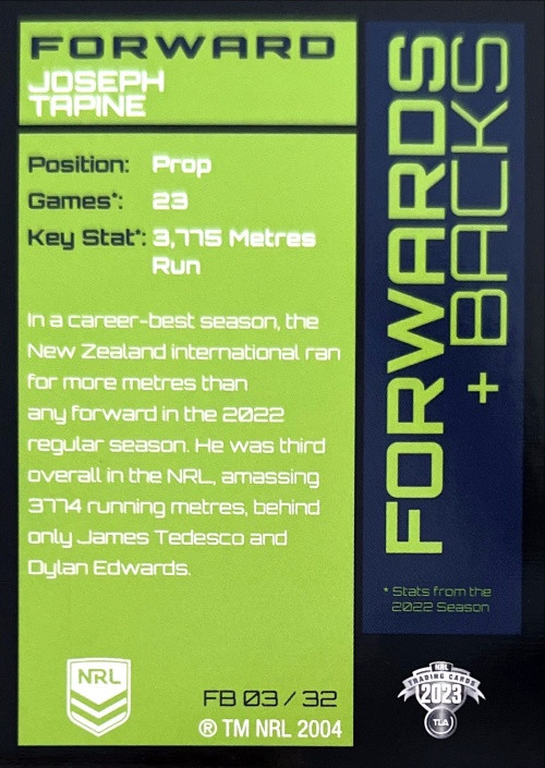 2023 NRL TRADERS TITANIUM SERIES JOSEPH TAPINE CANBERRA RAIDERS ...