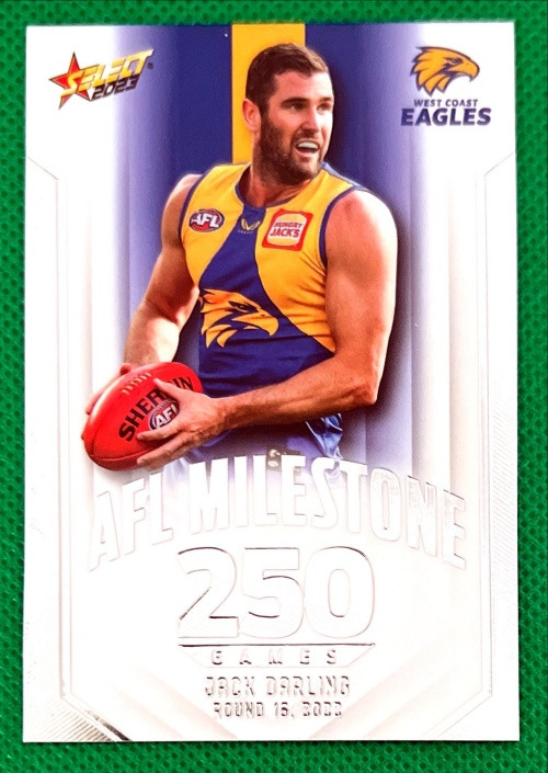 2023 AFL SELECT FOOTY STARS JACK DARLING WEST COAST EAGLES 250 GAMES ...