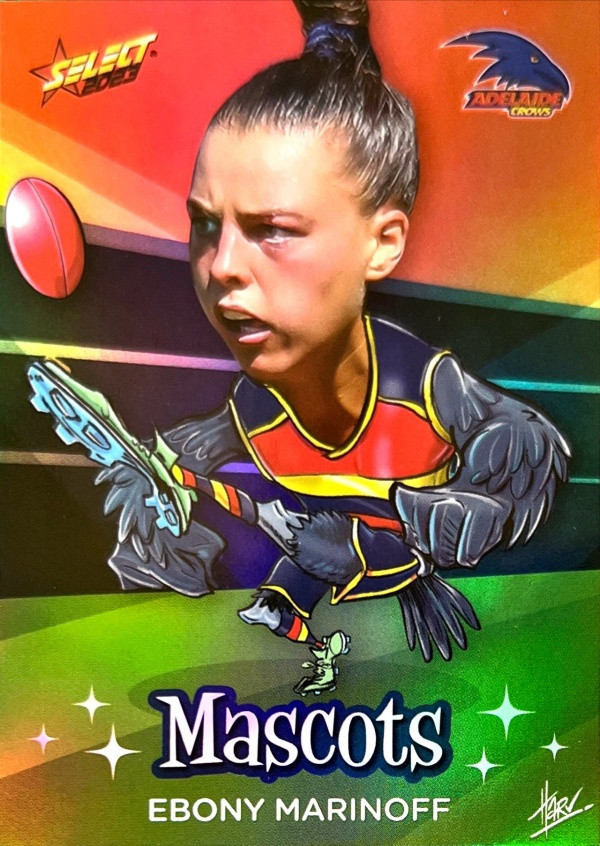 2023 AFL SELECT FOOTY STARS EBONY MARINOFF ADELAIDE CROWS MASCOTS CARD