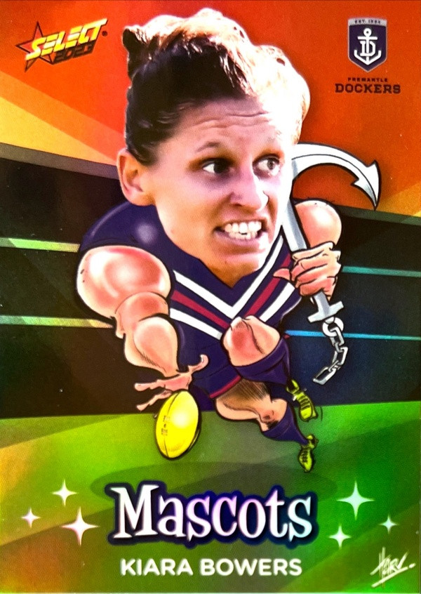 2023 AFL SELECT FOOTY STARS KIARA BOWERS FREMANTLE DOCKERS MASCOTS CARD