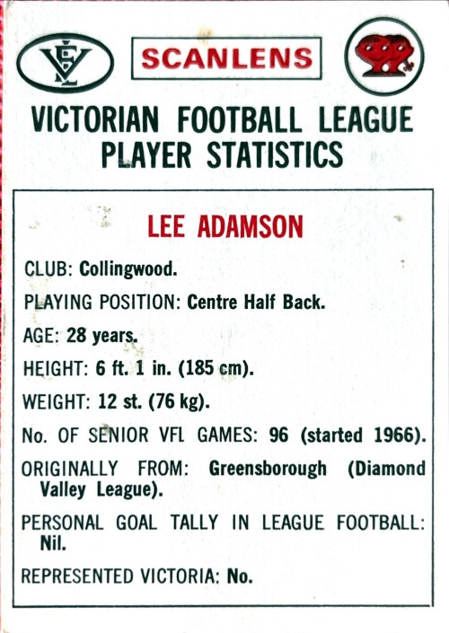 1974 SCANLENS #58 GEORGE YOUNG ST KILDA SAINTS